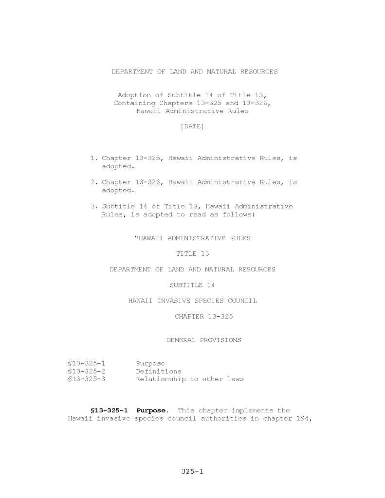 Proposed Administrative Rules | Hawaii Invasive Species Council