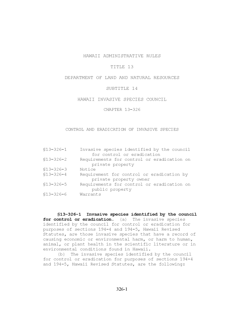 Proposed Administrative Rules | Hawaii Invasive Species Council